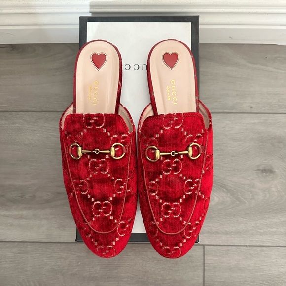 Gucci | Shoes | Gucci Princetown Red Velvet | Poshmark